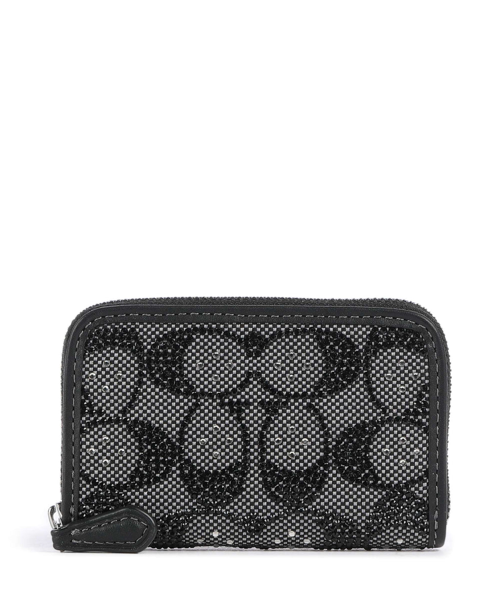 Coach Essential Crystal Signature Jacquard Wallet fabric, cow leather ...