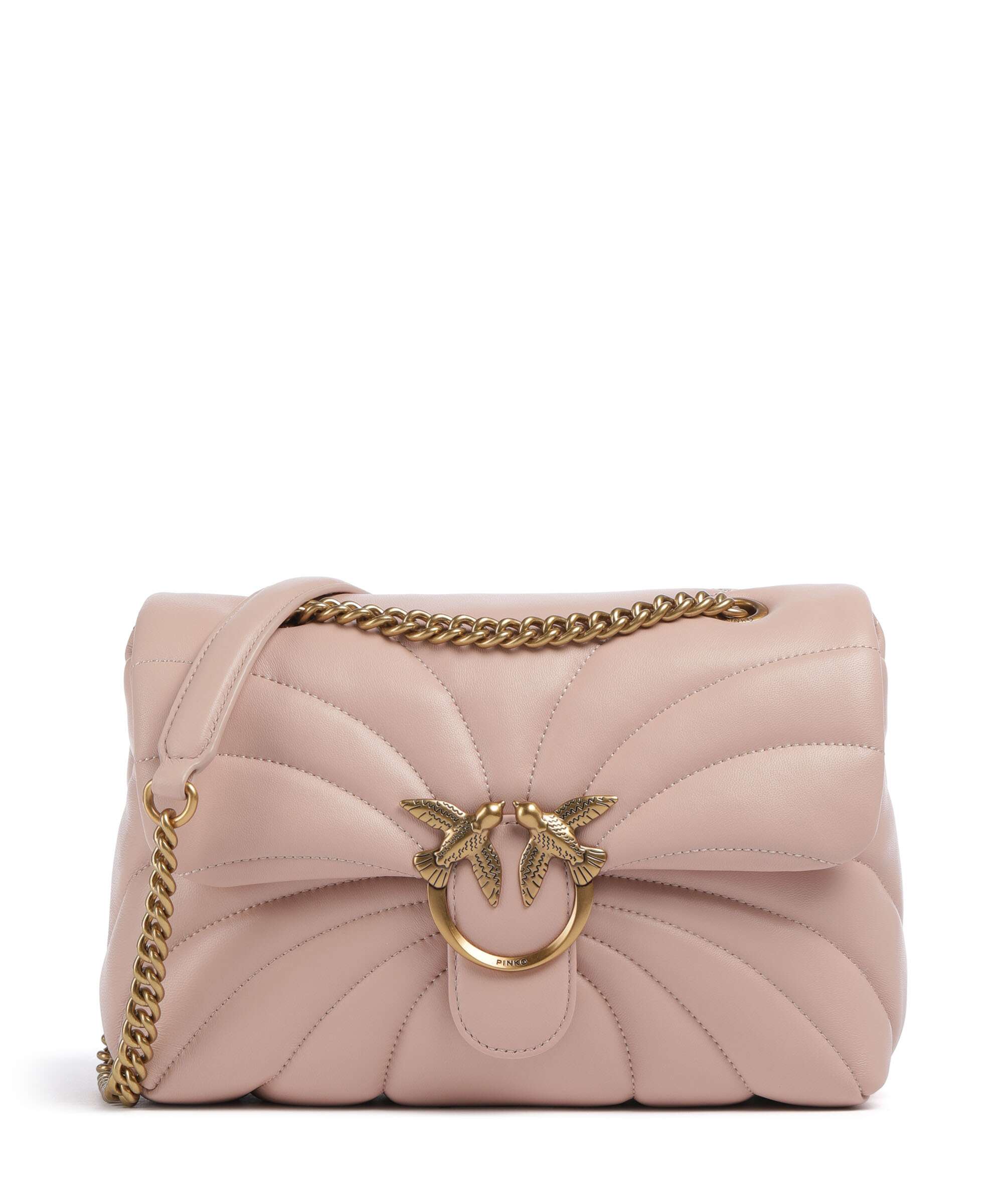 Pinko Love Puff Classic Borsa a spalla pelle di pecora cipria/antique ...